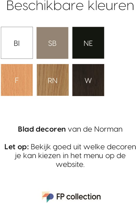 Norman 4 - tafel met 4-poot frame en 25mm HPL blad in diverse decoren ...